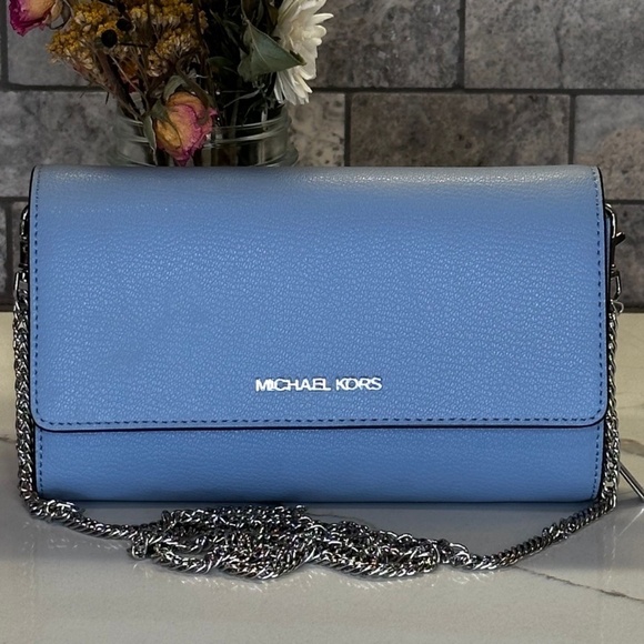 Michael Kors | Bags | Nwt Michael Kors Light Blue Clutchcrossbody Purse ...